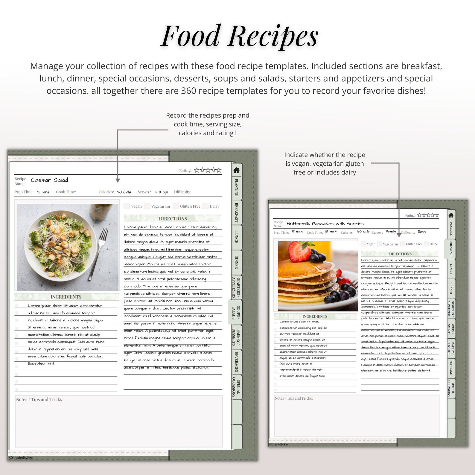 Digital Recipe Book for Goodnotes and Notability With Meal Planners ...