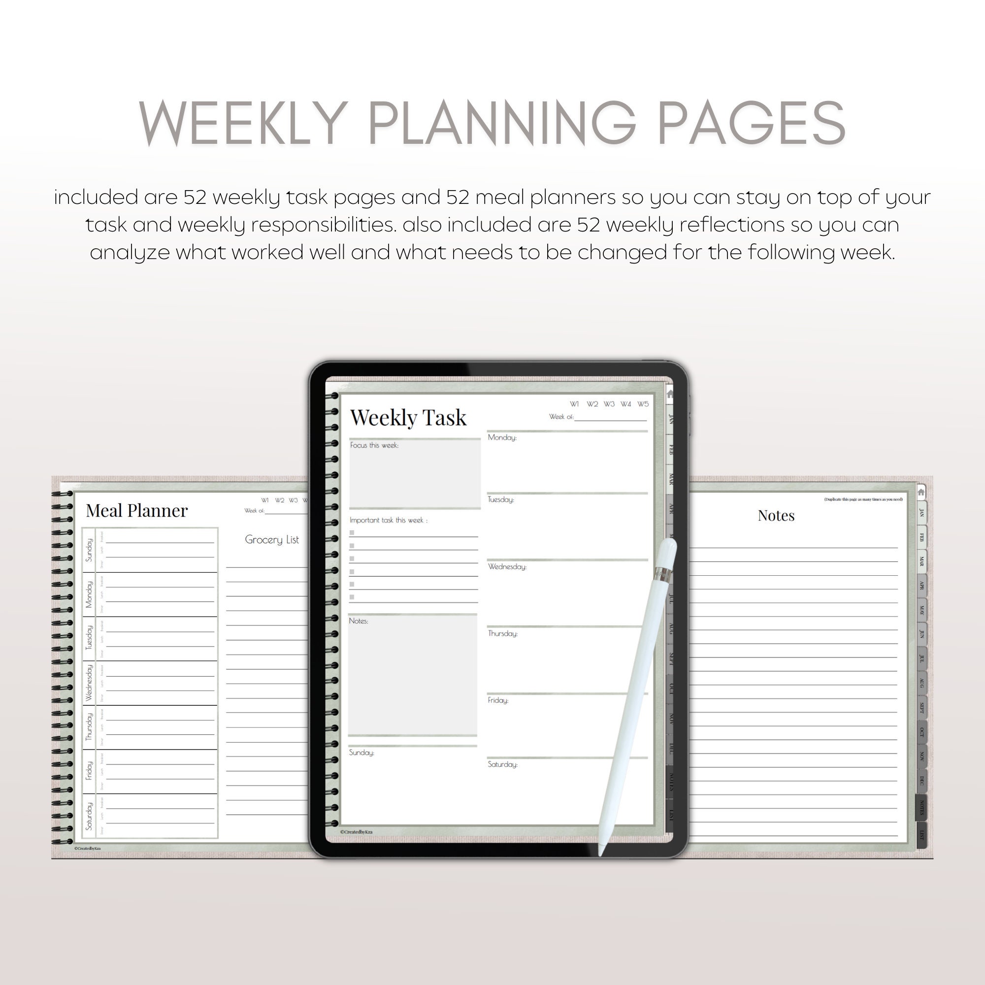 Green Digital Planner Undated , Goodnotes Daily Planner, iPad Planner ...