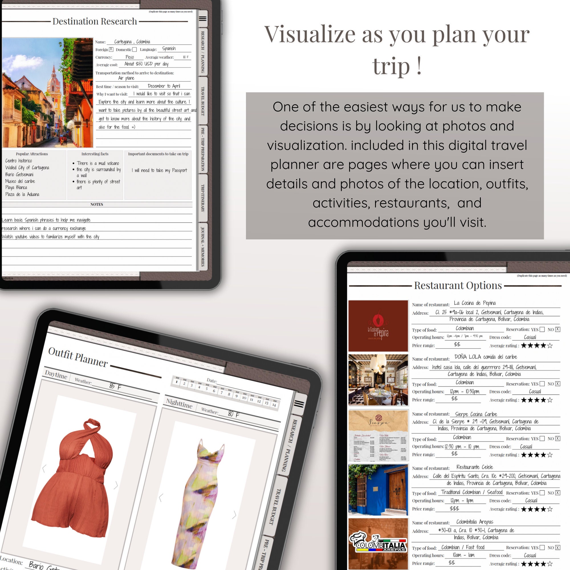 Travel Planner for iPad & Tablet, Digital Vacation Planner, Travel ...