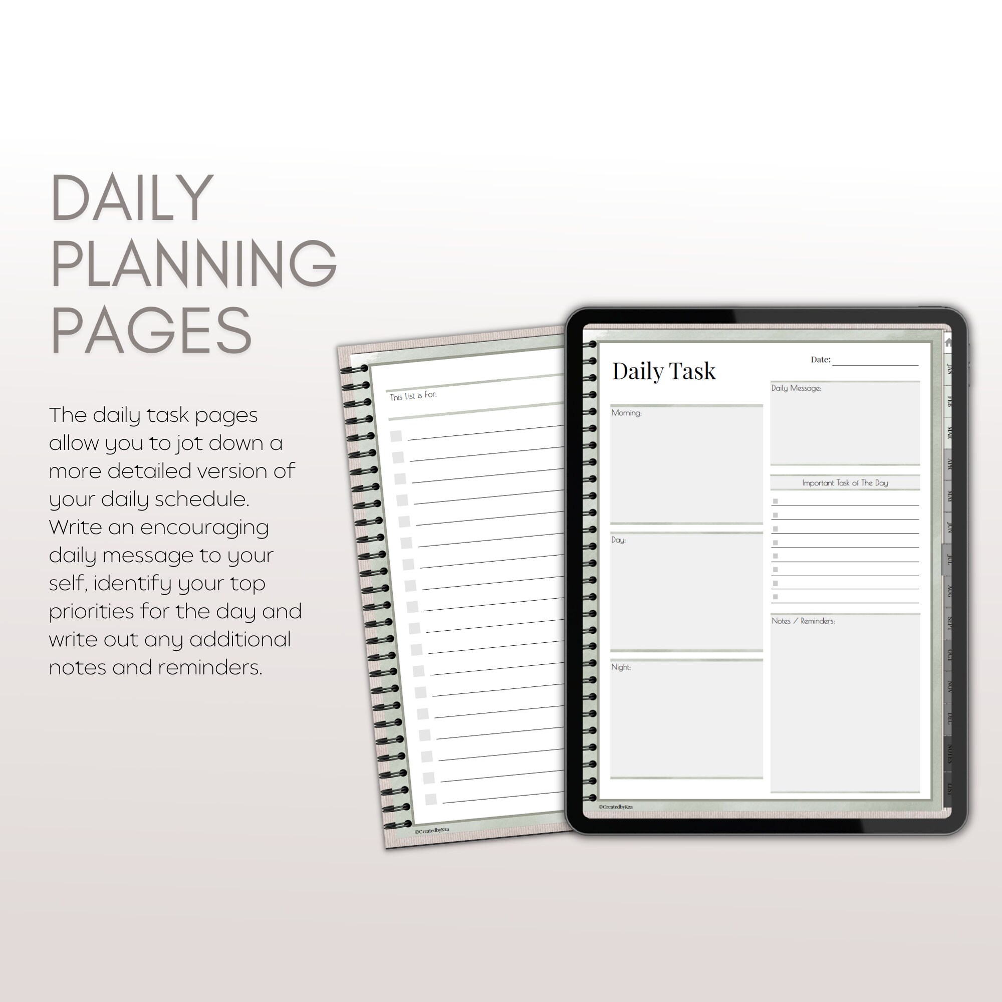 Green Digital Planner Undated , Goodnotes Daily Planner, iPad Planner ...