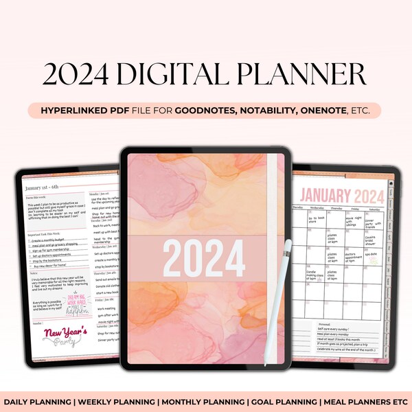 Green Digital Planner Undated , Goodnotes Daily Planner, iPad Planner ...