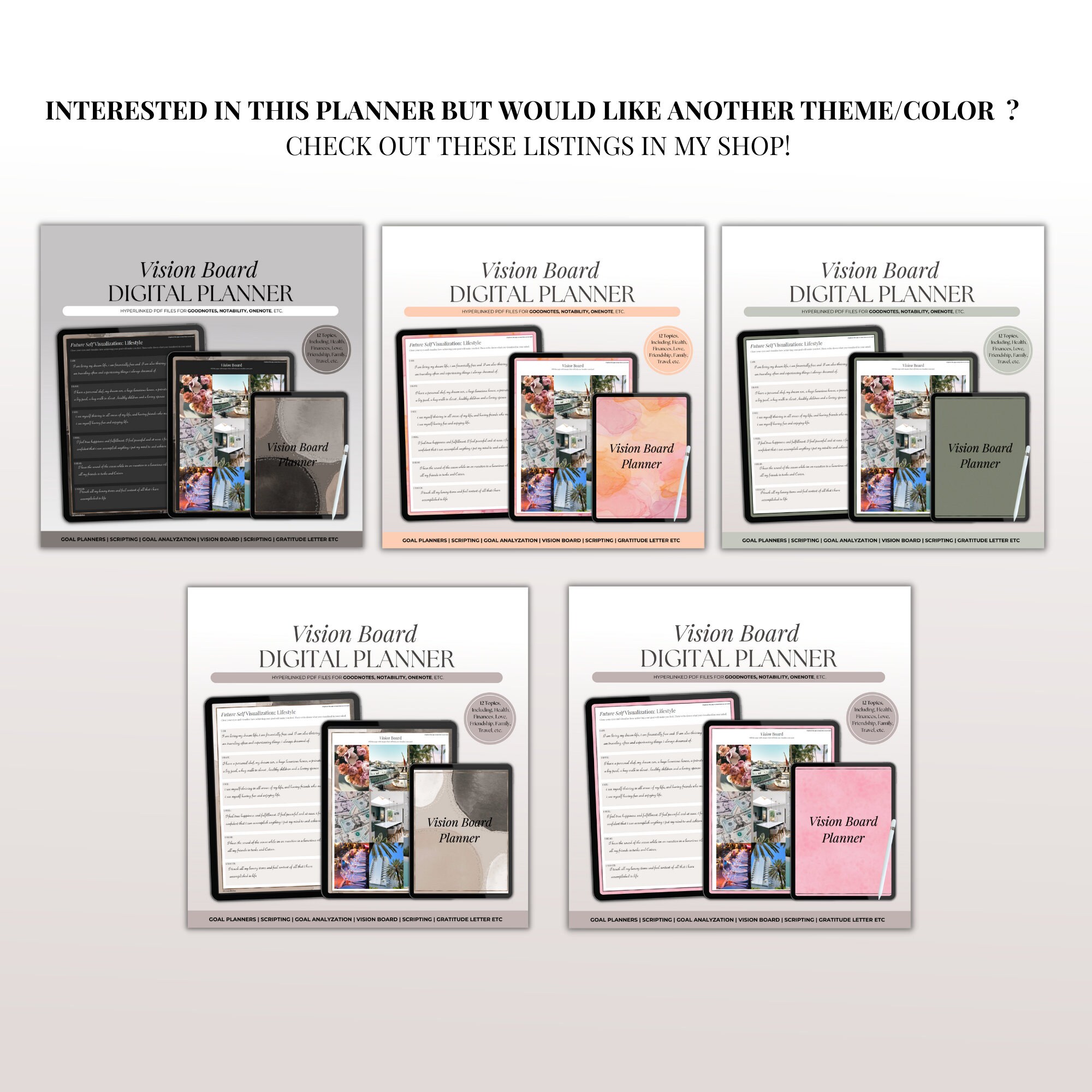 Digital Vision Board Planner, Manifestation Book, Gratitude Journal ...