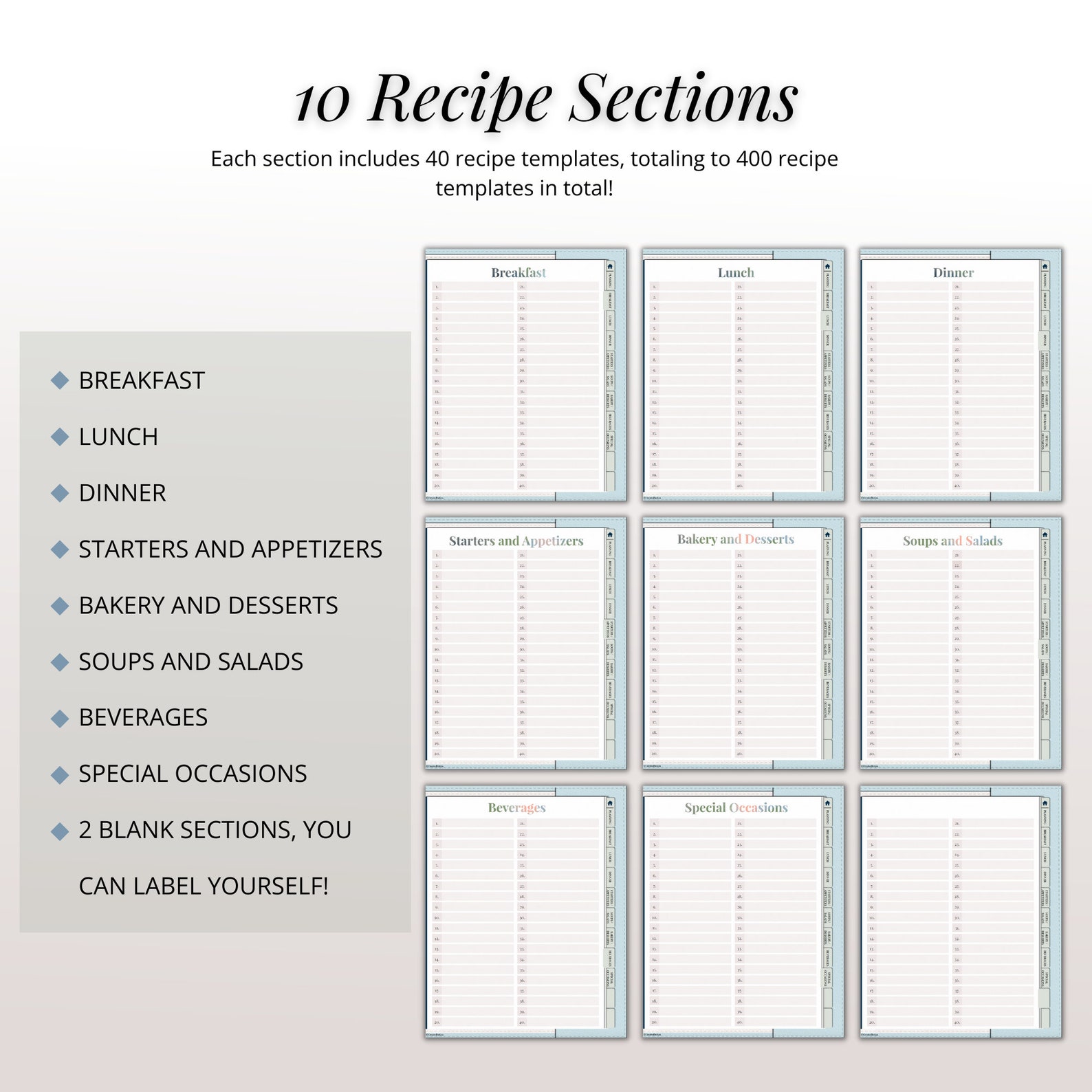 Digital Recipe Book for Goodnotes and Notability, Digital Cookbook ...