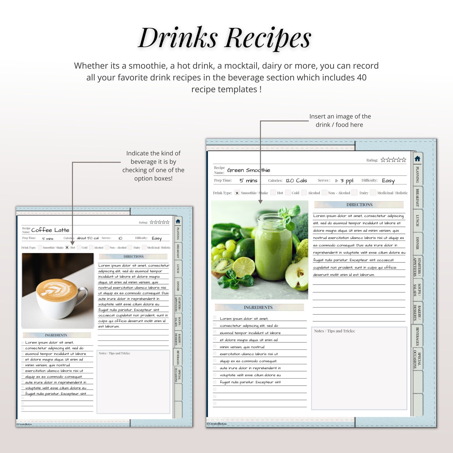 Digital Recipe Book for Goodnotes and Notability, Digital Cookbook ...