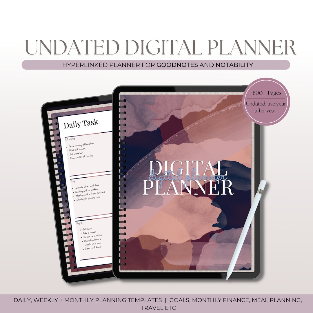 Undated Digital Planner Goodnotes, iPad Planner Template, Digital Life ...