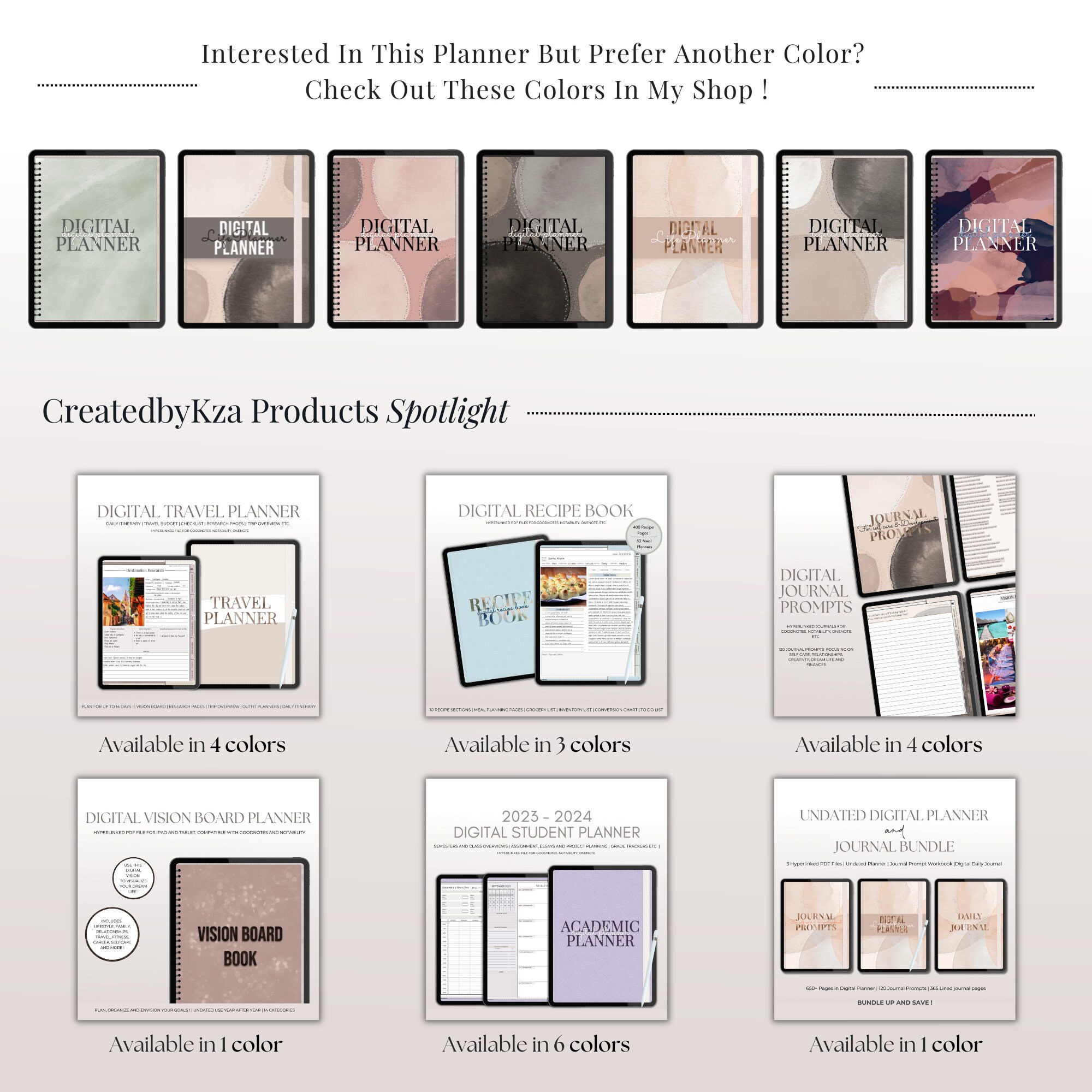 Goodnotes Undated Digital Planner for iPad and Tablet, Minimal Planner ...