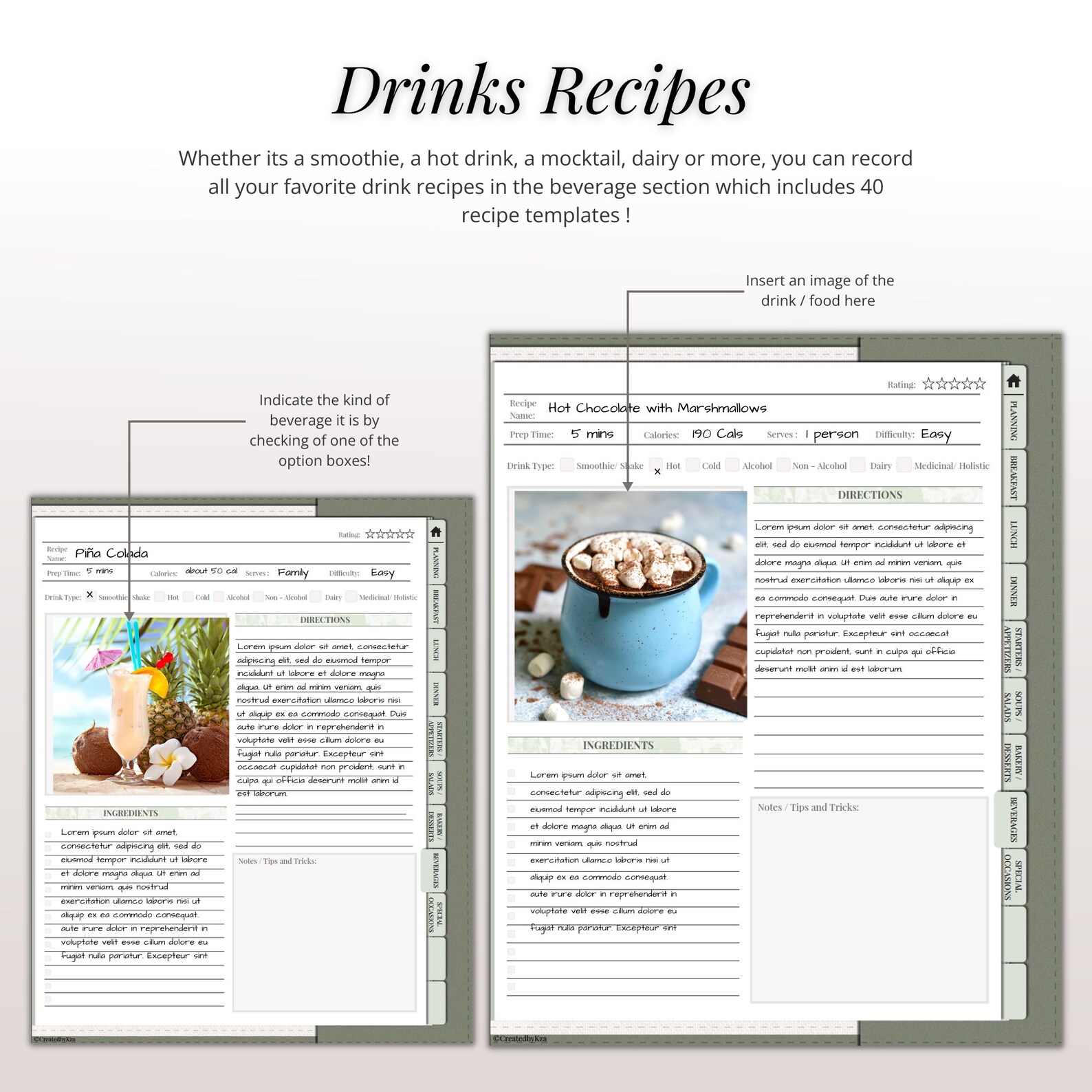 Digital Recipe Book for Goodnotes and Notability With Meal Planners ...