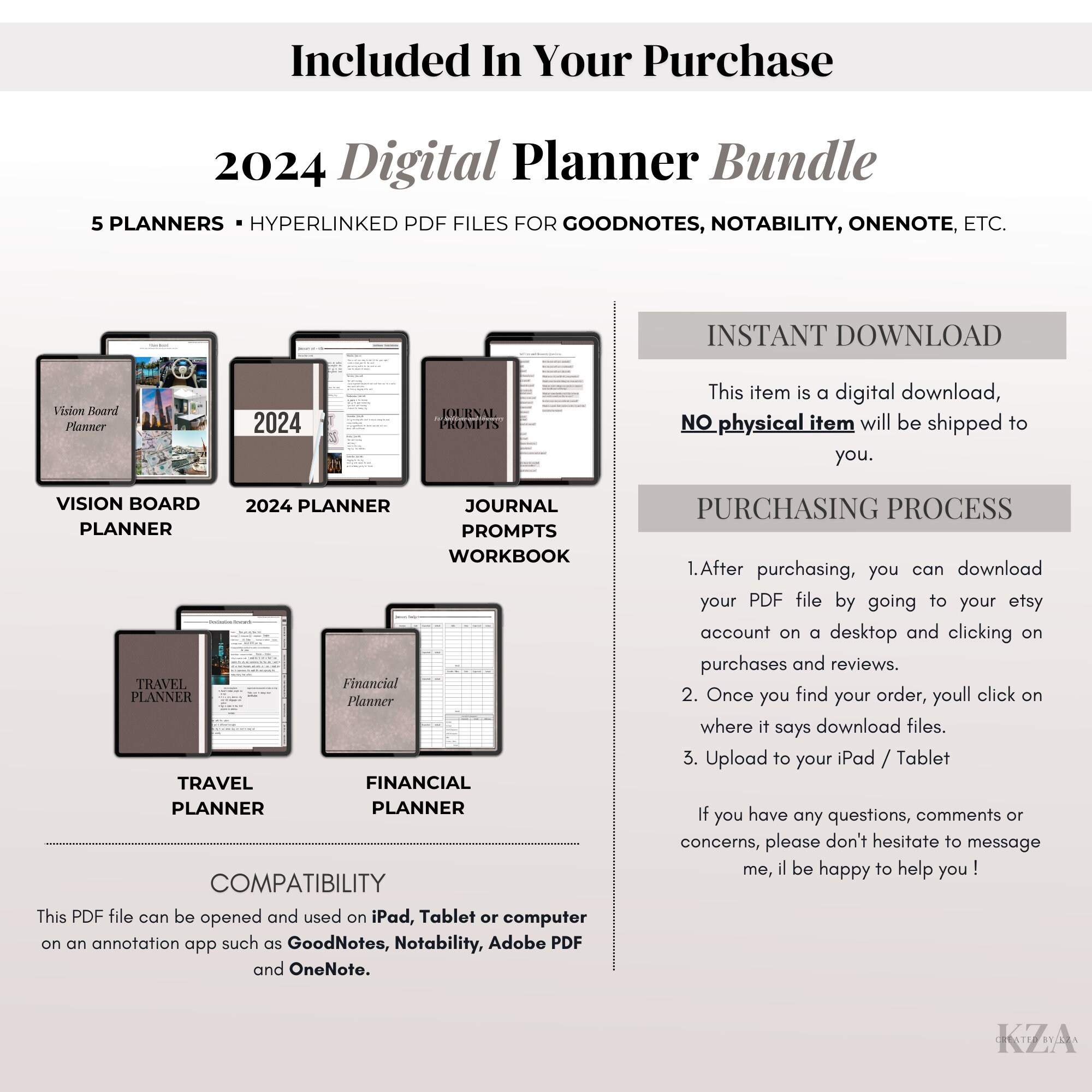 2024 Digital Planner Bundle for Goodnotes, 2024 Daily Planner, Vision ...
