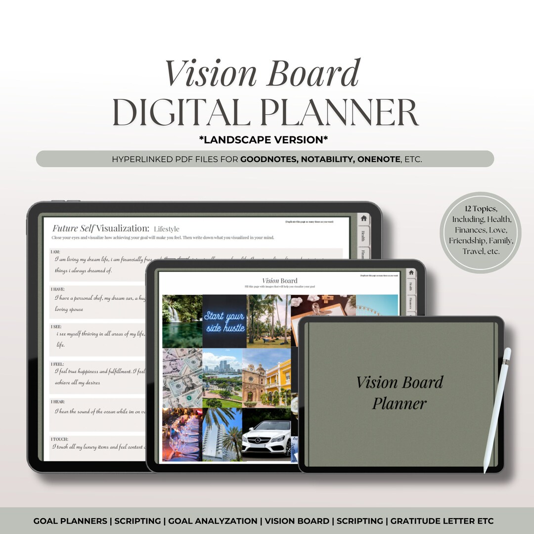 Digital Vision Board Planner: Goal Tracker, Dream Life Journal (PDF) - Etsy