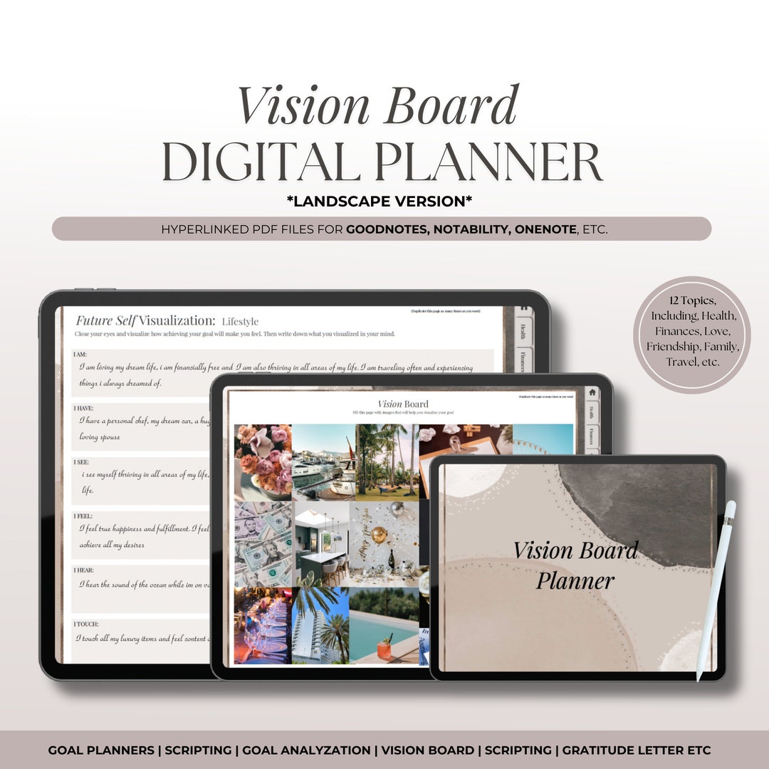 Digital Vision Board Planner, Landscape Planner, Goal Planner ...