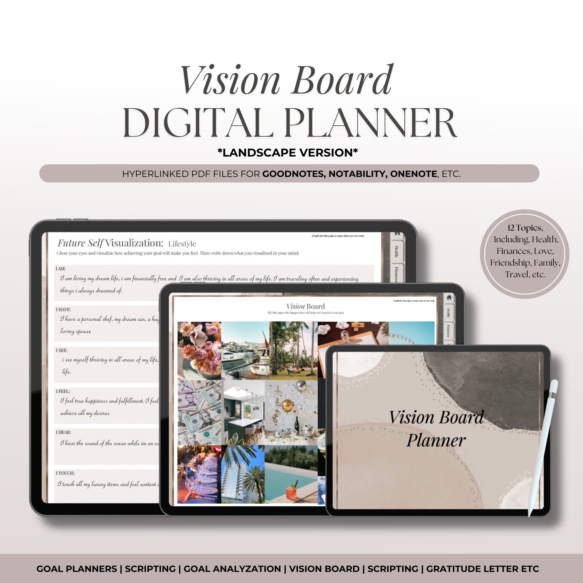 Digital Vision Board Planner, Landscape Planner, Goal Planner ...