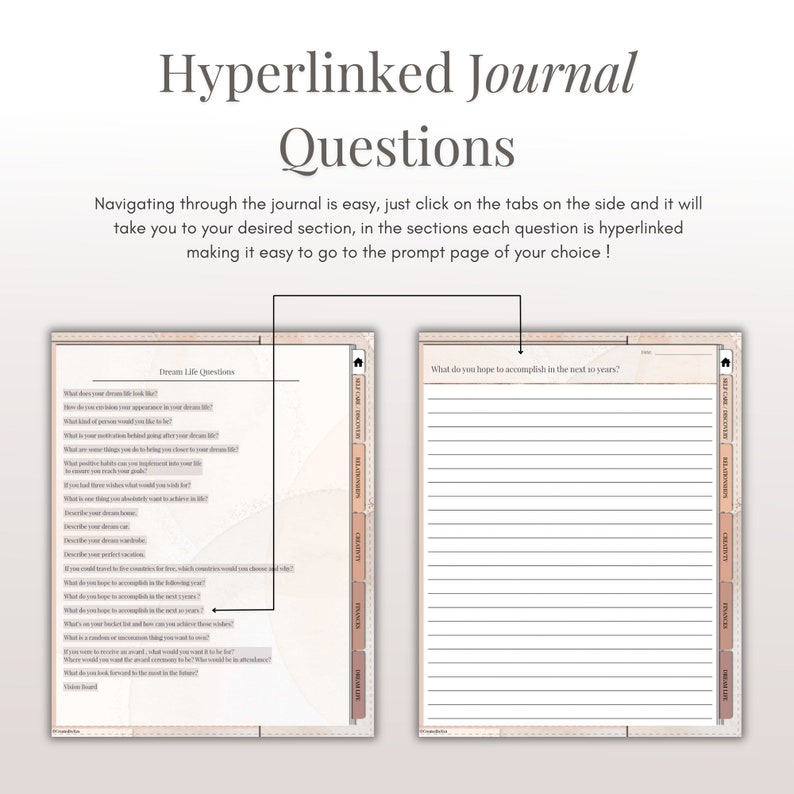 Digital Journal With 120 Journal Prompts, Daily Journal Template for ...
