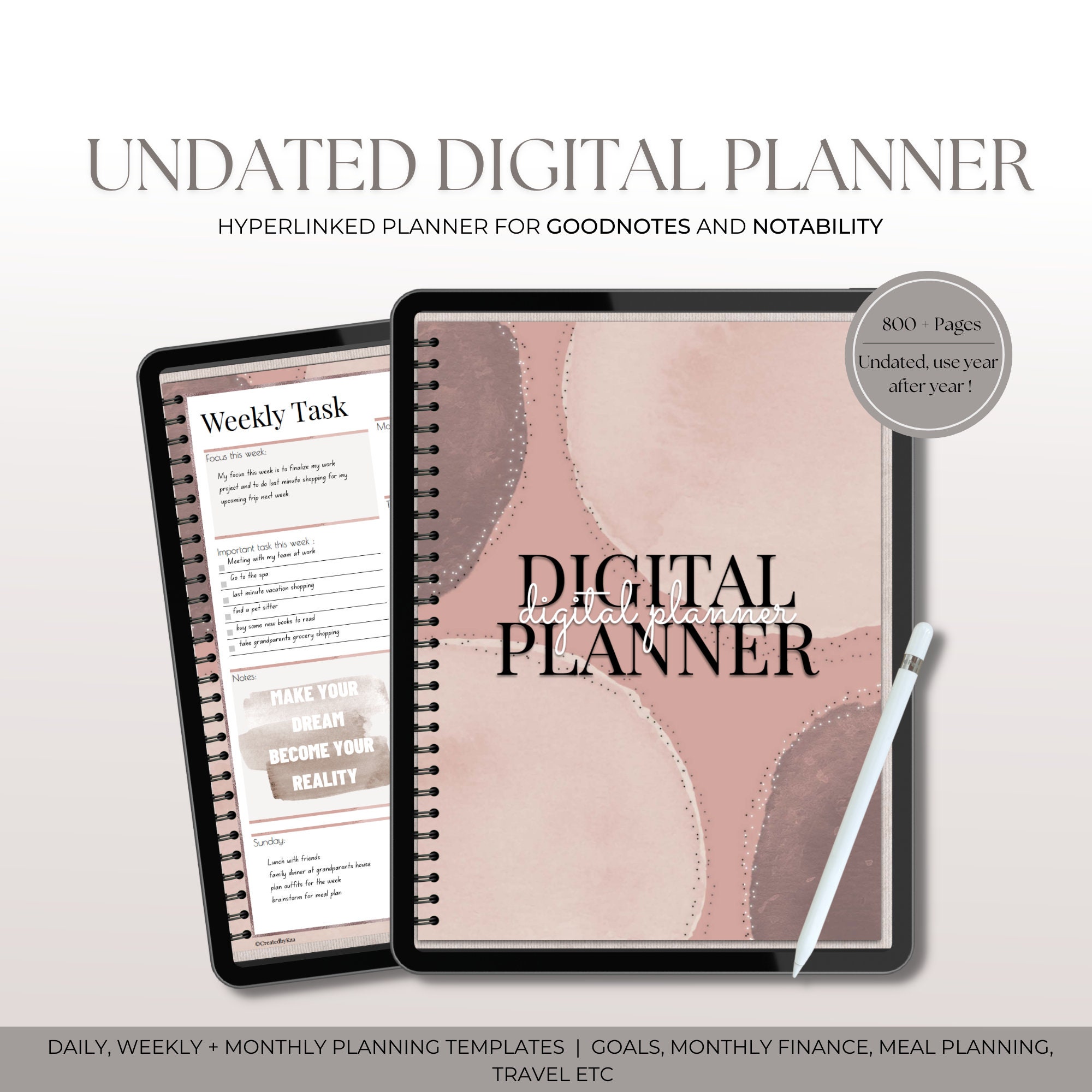 Undated Digital Planner for Goodnotes & Notability Daily Life - Etsy