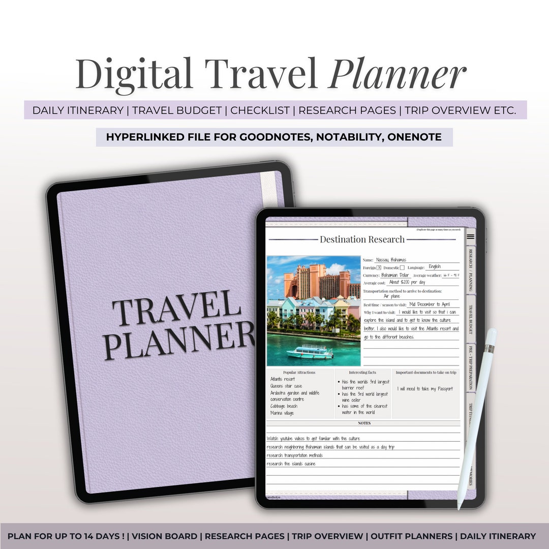Digital Vacation Planner, Travel Planner Ipad, Travel Budget, Vacation ...