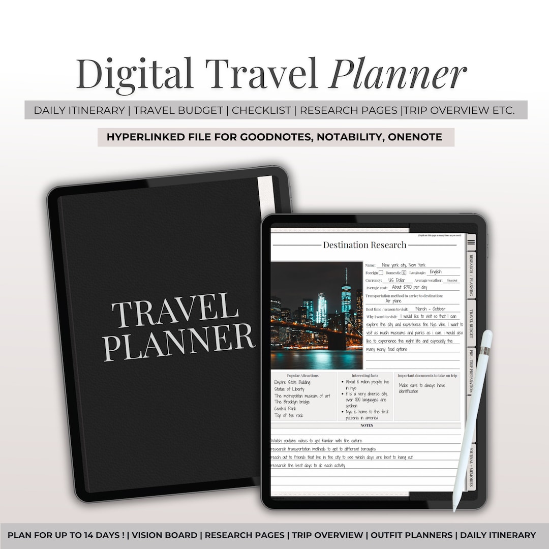 Digital Travel Planner for Goodnotes, Vacation Planner for Ipad, Travel ...