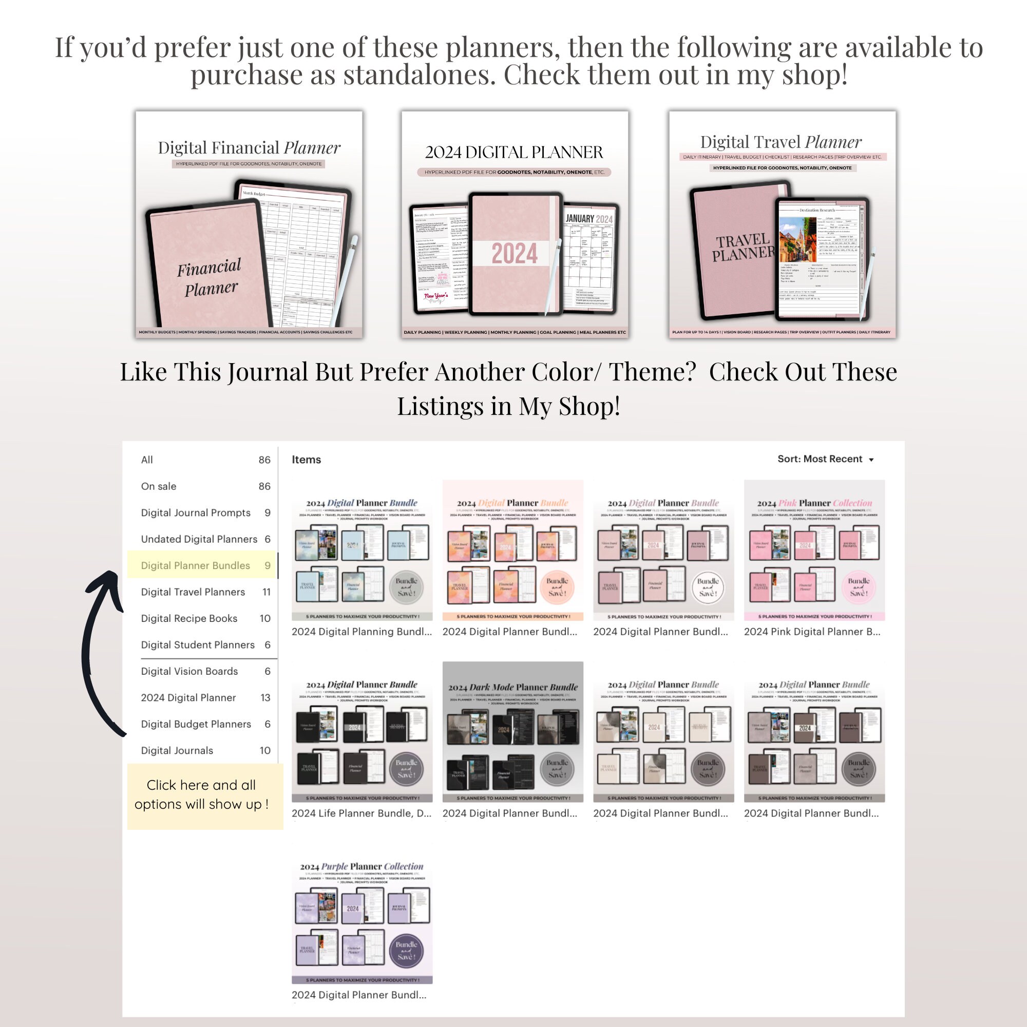2024 Digital Planner Bundle, Goodnotes Planners Bundle, Vision Board ...