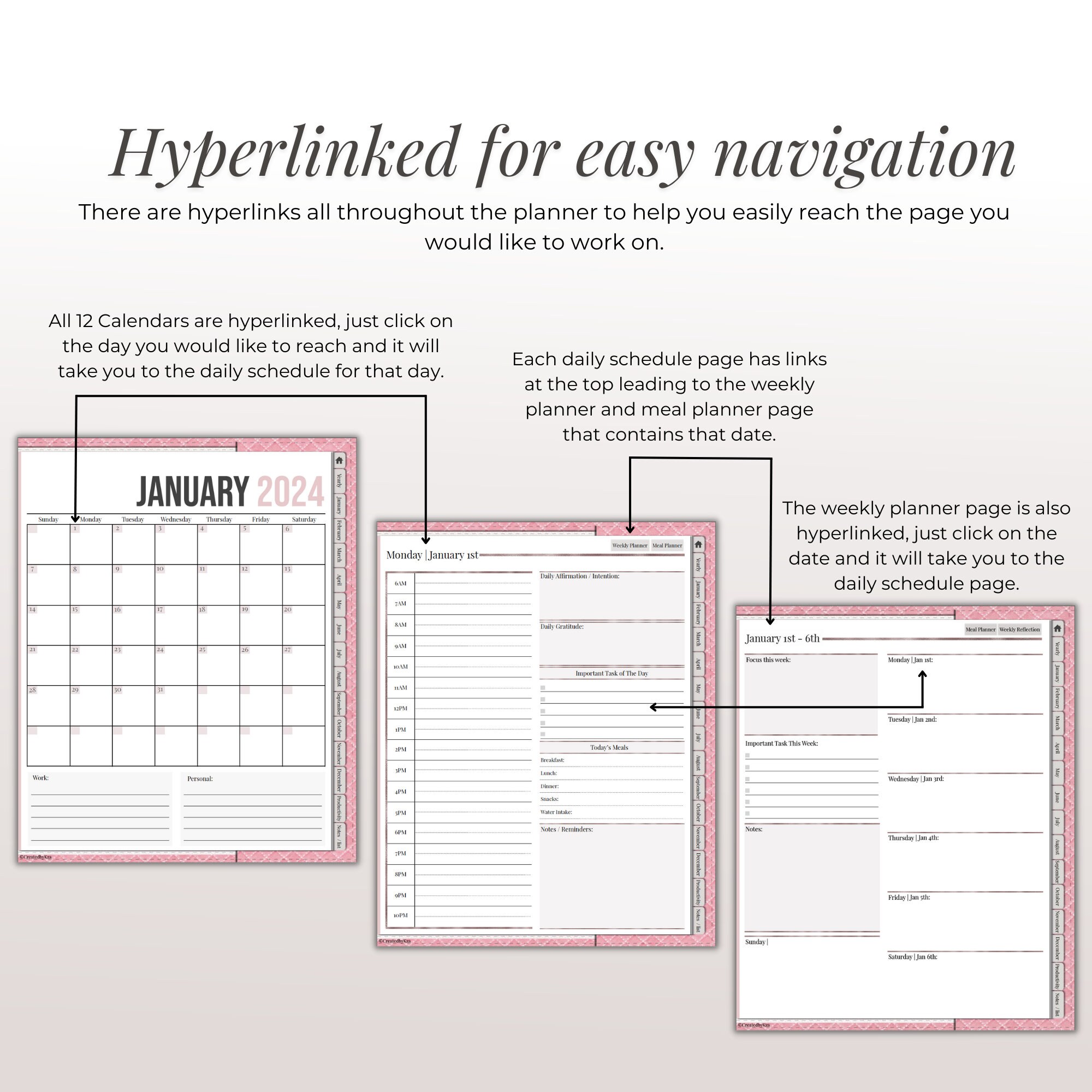 2024 Pink Digital Planner for Goodnotes & Notability, Aesthetic Planner ...