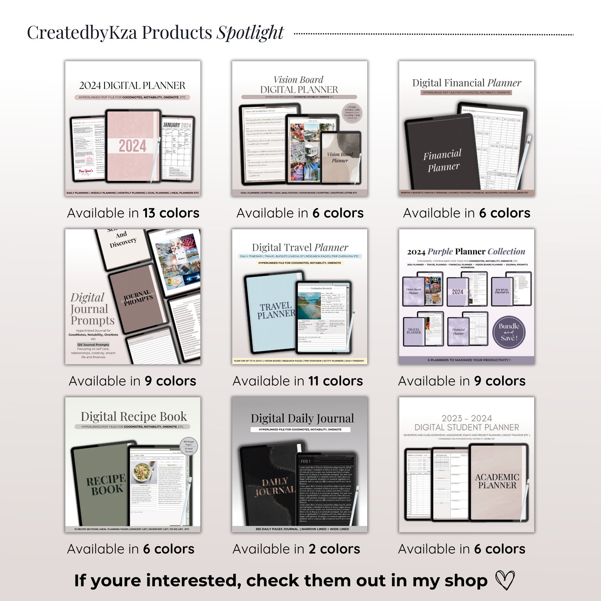 Goodnotes Undated Digital Planner for iPad and Tablet, Minimal Planner ...