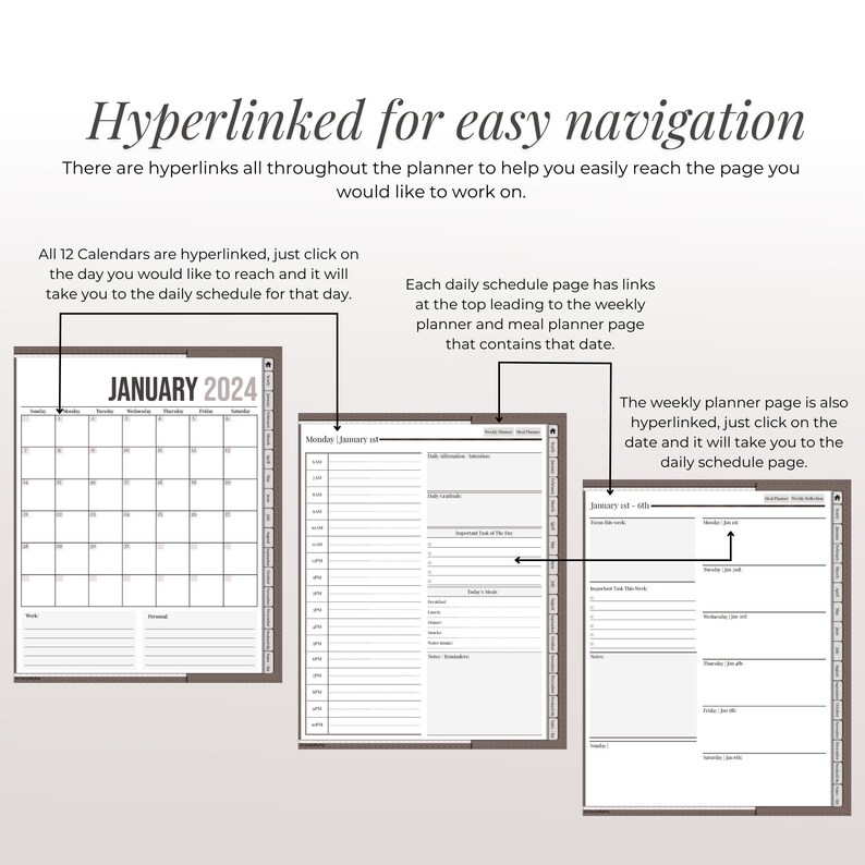 2024 Dated Digital Planner for Goodnotes and Notability, Daily iPad ...