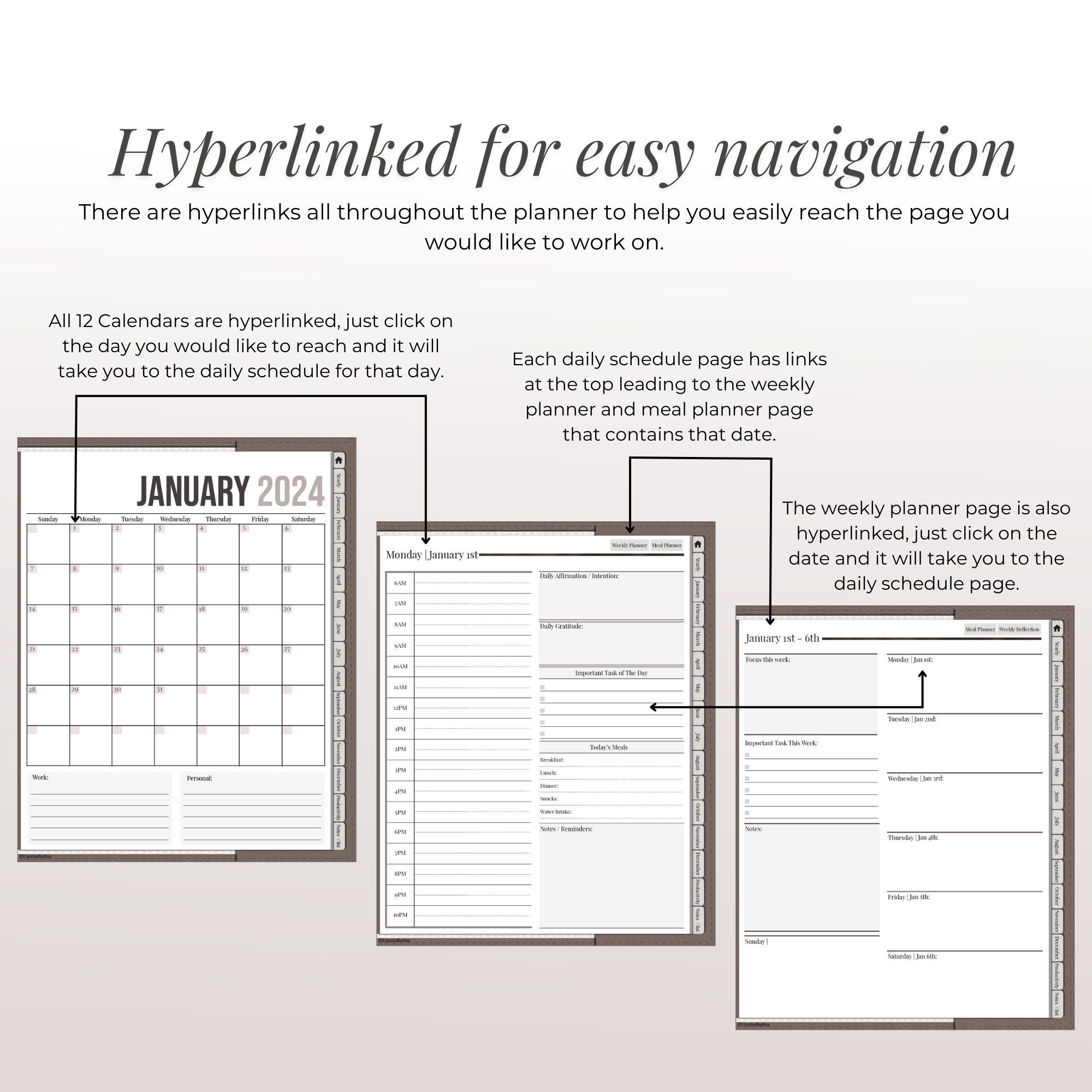 2024 Dated Digital Planner for Goodnotes and Notability, Daily iPad ...