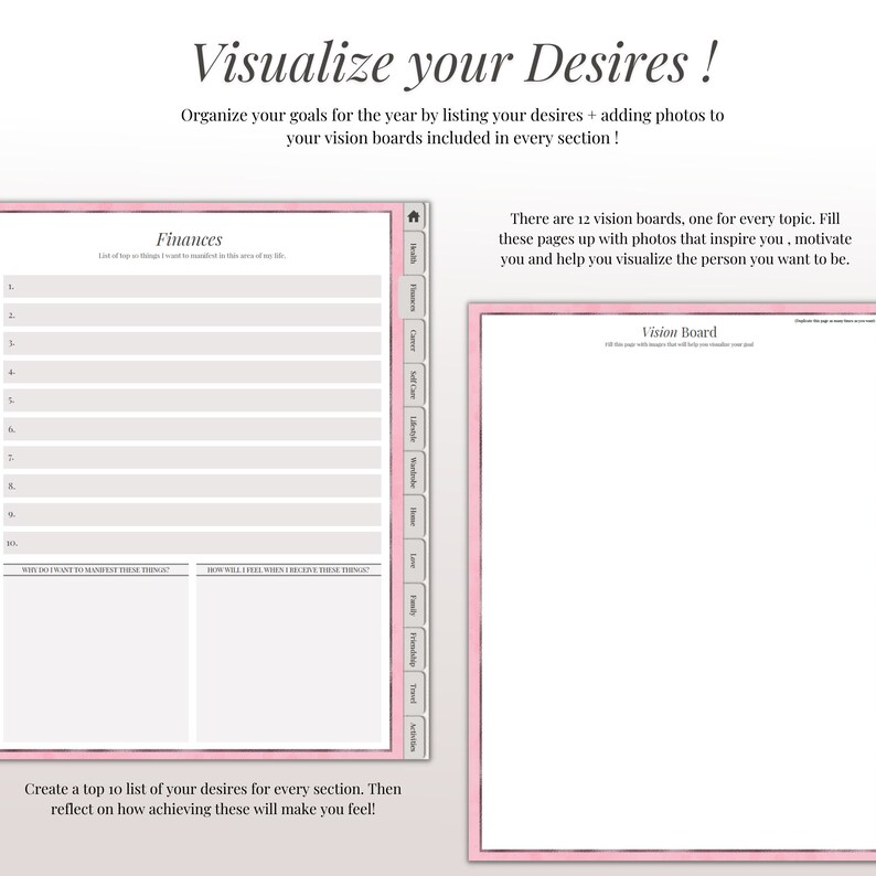 Vision Board Planner, Manifestation Journal, Goal Setting Planner ...