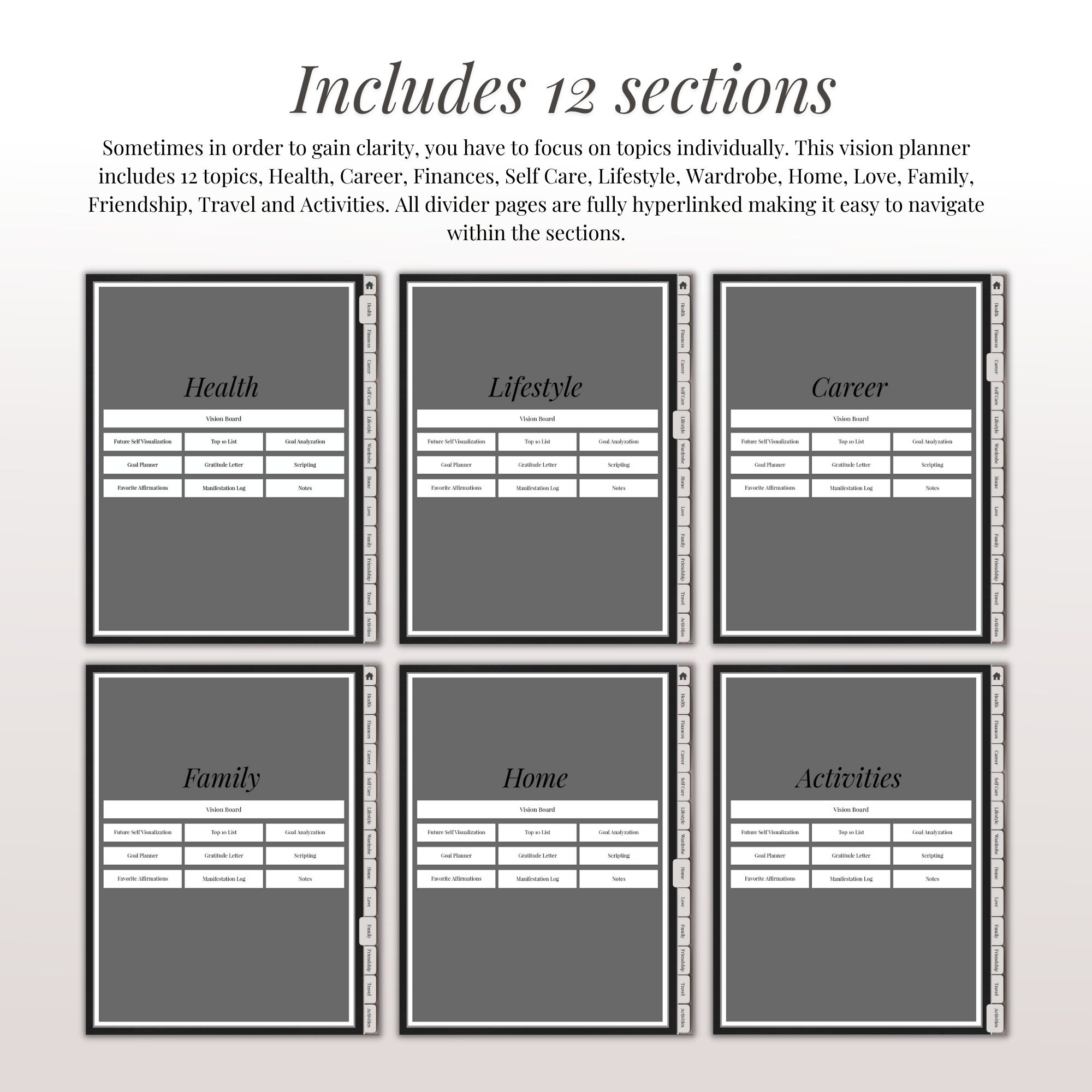 Digital Vision Board Planner, Manifestation Book, Gratitude Journal ...