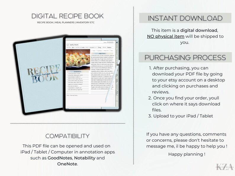 Digital Recipe Book for Goodnotes and Notability Digital - Etsy