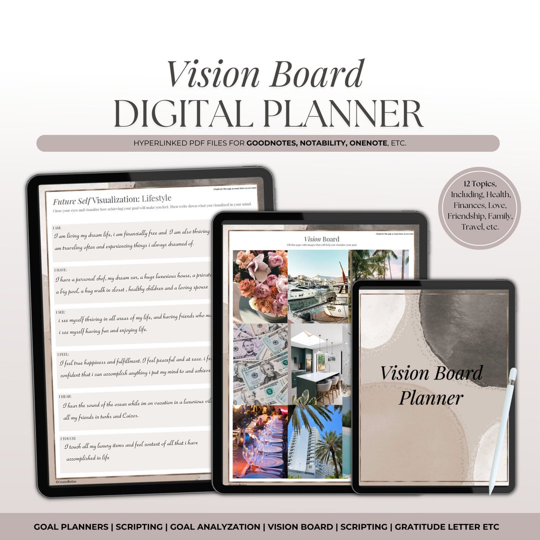 Digital Vision Board Planner, Goal Planner, Manifestation Journal Ipad ...