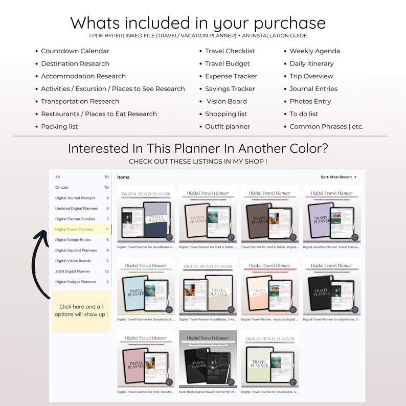 Digital Travel Planner for Goodnotes and Notability, Trip Planner and ...