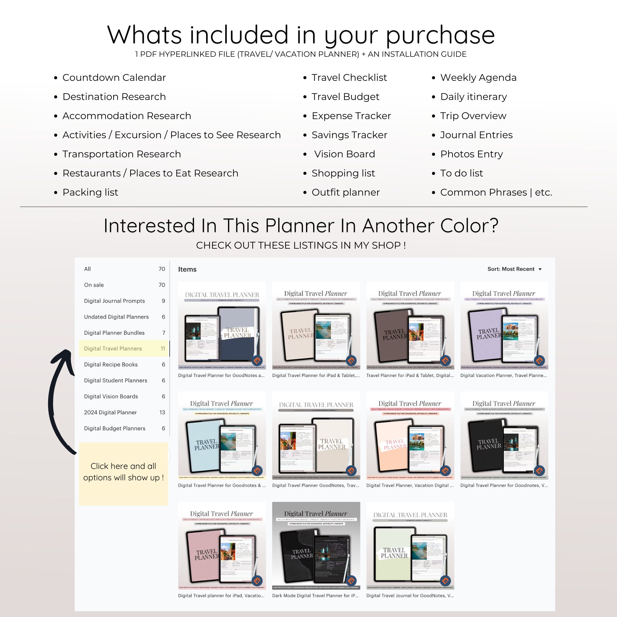 Digital Travel Planner for Goodnotes and Notability, Trip Planner and ...