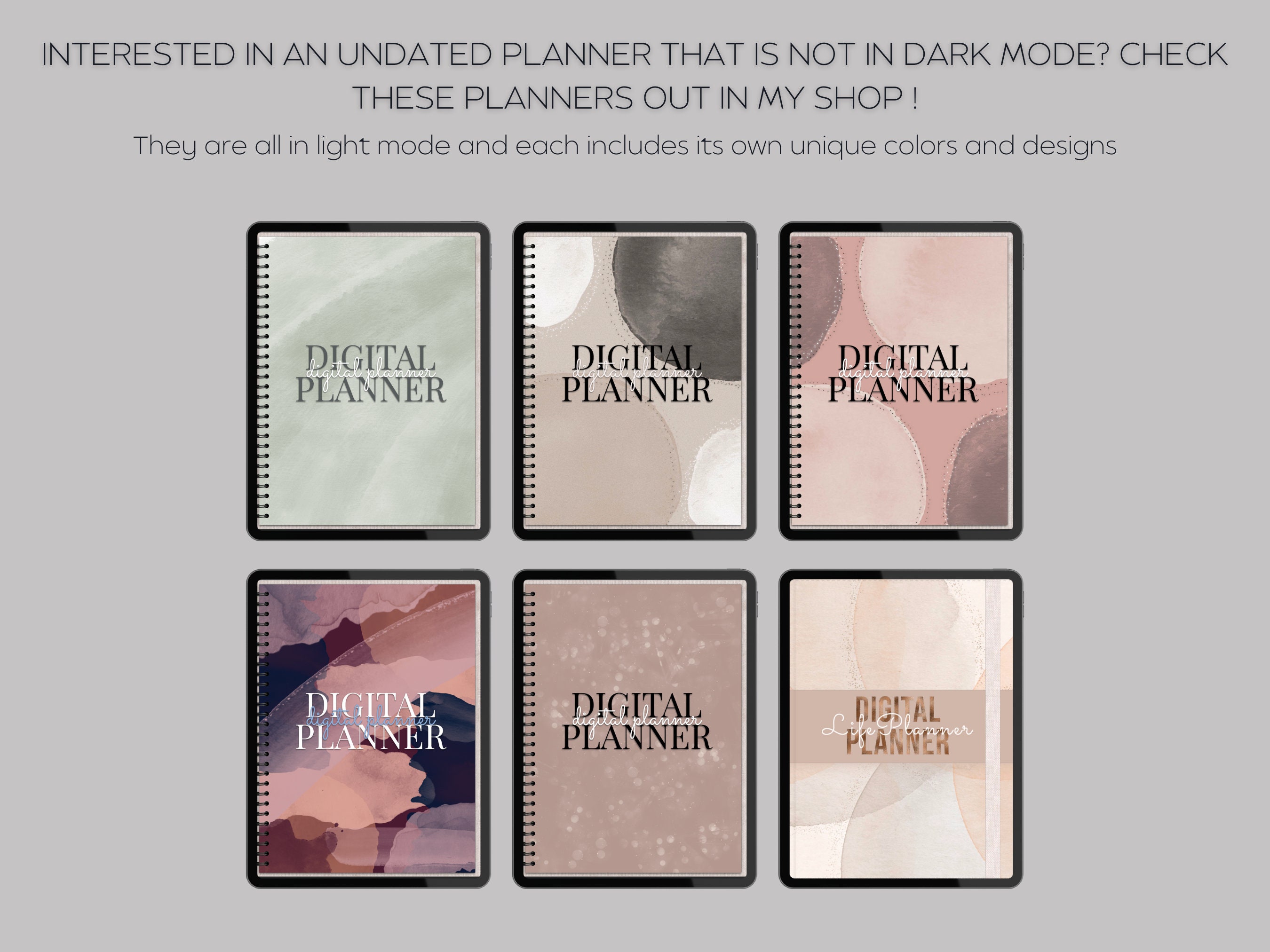 Undated Dark Mode Digital Planner for Goodnotes & Notability - Etsy