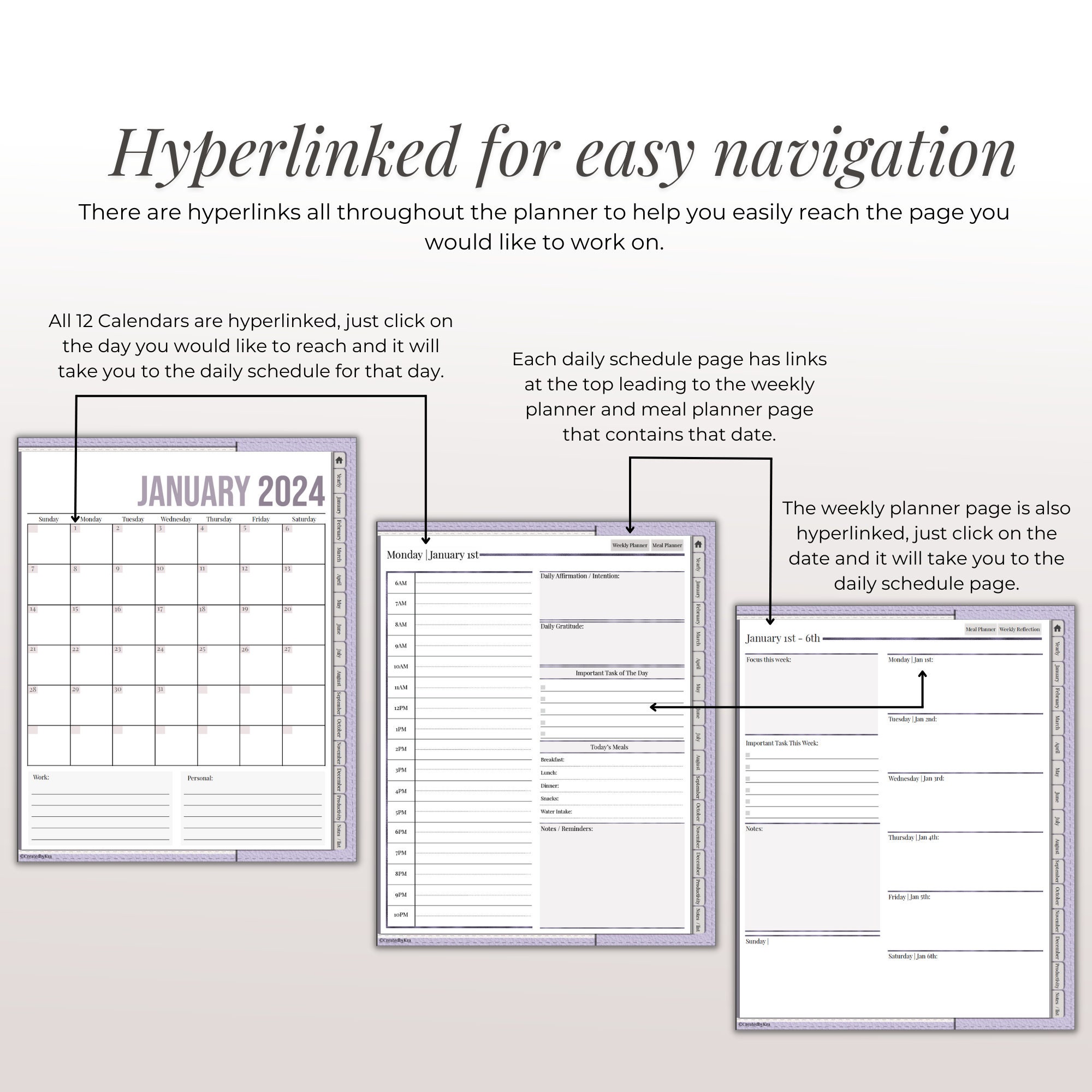 2024 Digital Planner for iPad and Tablet in Purple - Etsy