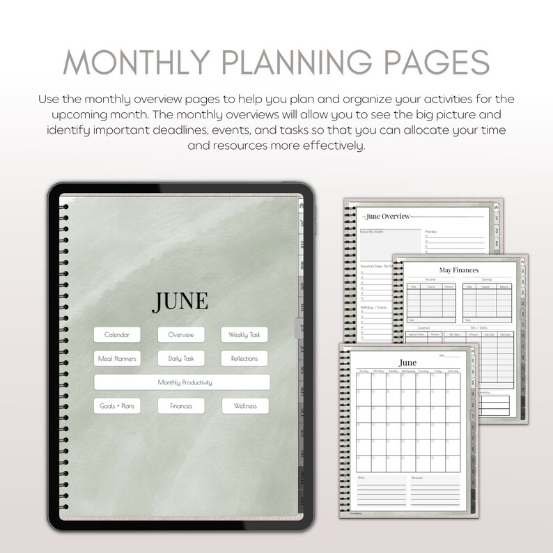 Green Digital Planner Undated , Goodnotes Daily Planner, iPad Planner ...