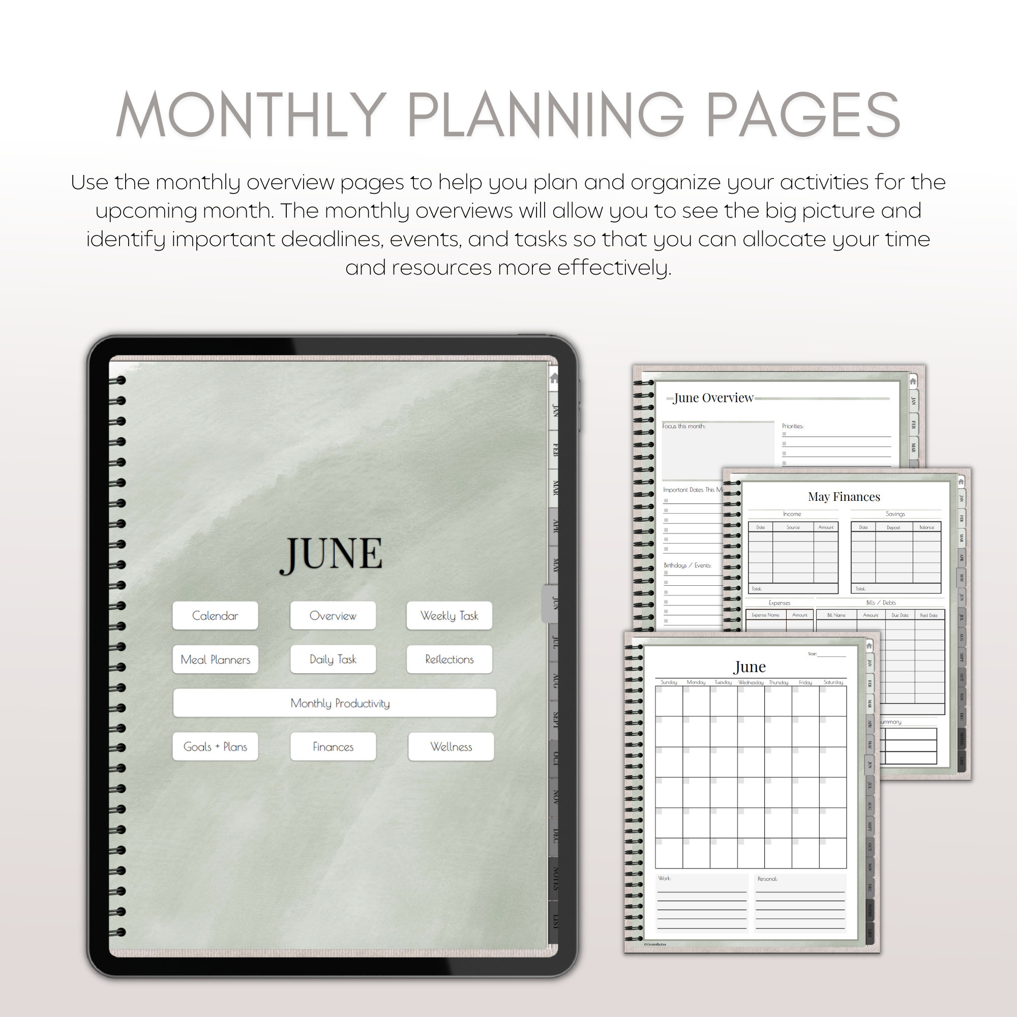 Green Digital Planner Undated , Goodnotes Daily Planner, iPad Planner ...