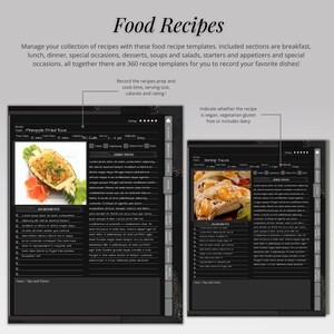 Dark Mode Digital Recipe Book for Goodnotes, Digital Cookbook for Ipad ...