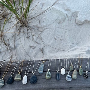 Beach Stone Necklace| Beach Pebble Necklace| Raw Stone Necklace| Cape ...