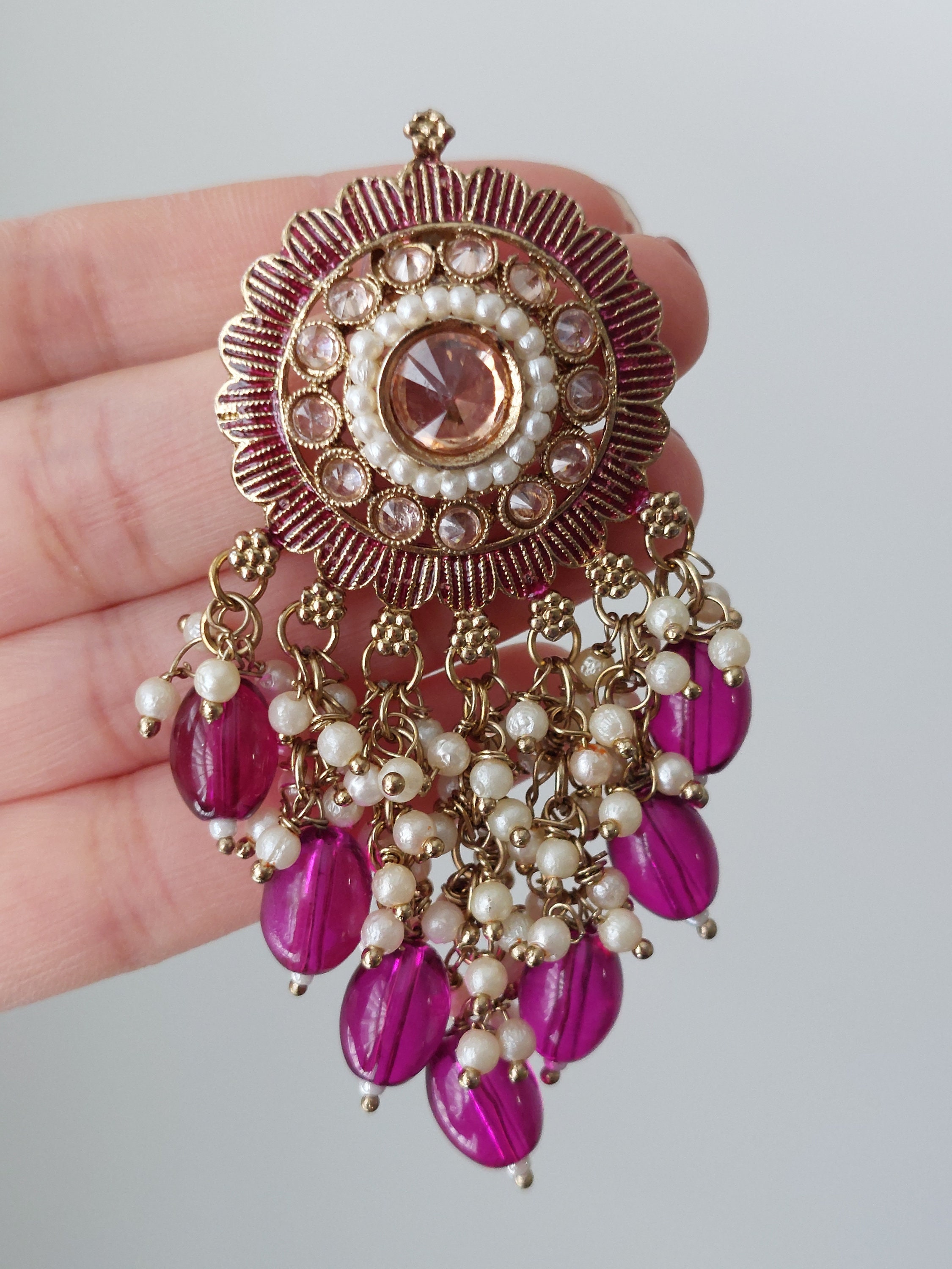 INDIAN Monalisa Stone Tikka Set in Mint Green Pink Purple - Etsy