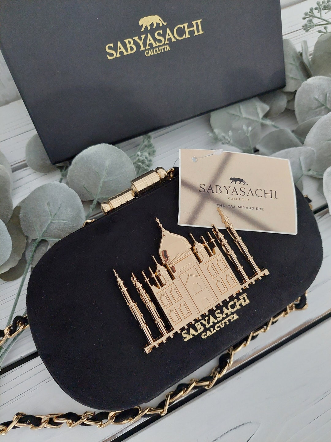 BLACK and GOLD CLUTCH, Taj Mahal Bag, Sabyasachi Design Evening Bag ...