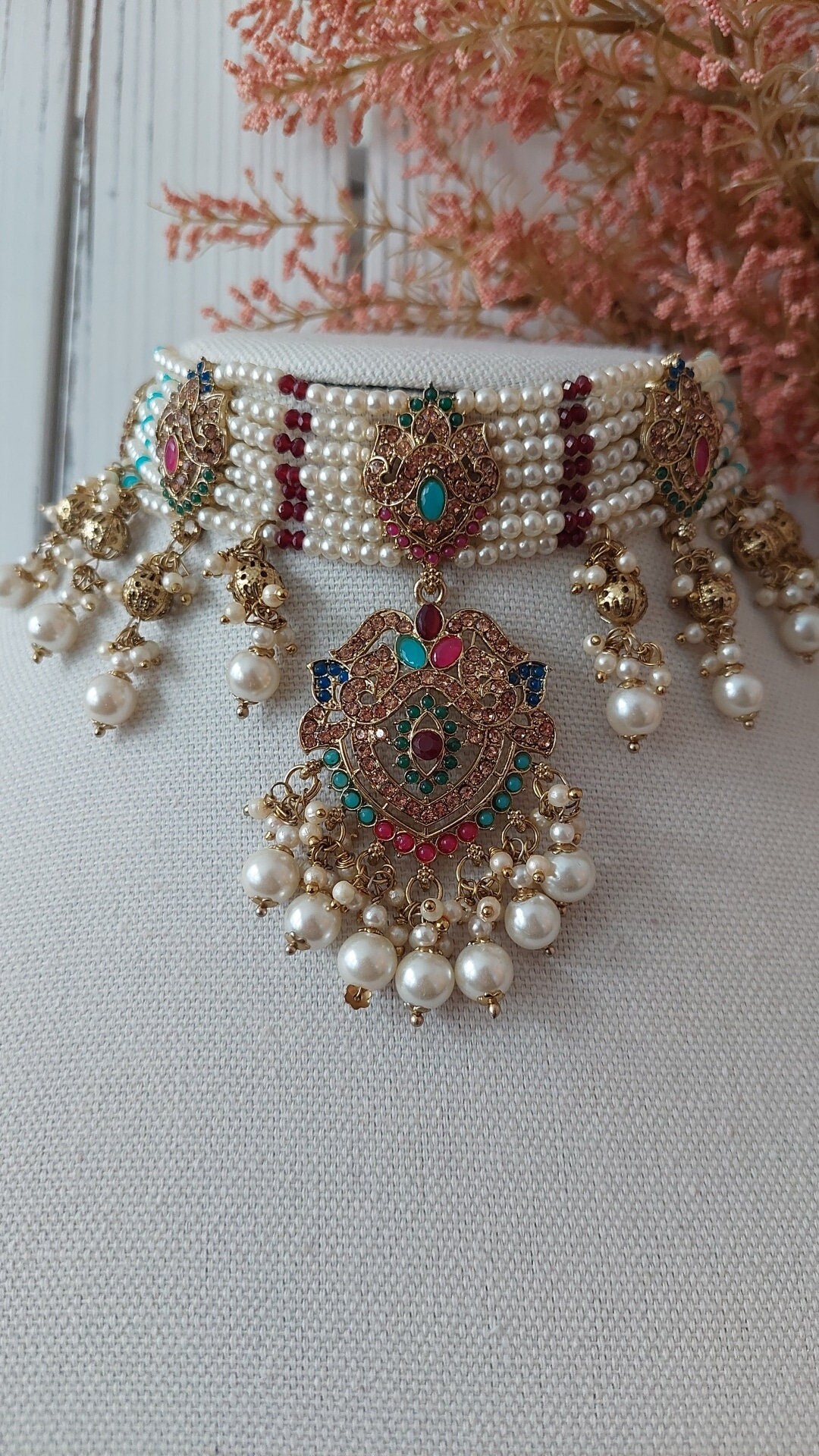 PAKISTANI NECKLACE SET/ Indo-western Design / Tikka / Sabya Style Bride ...