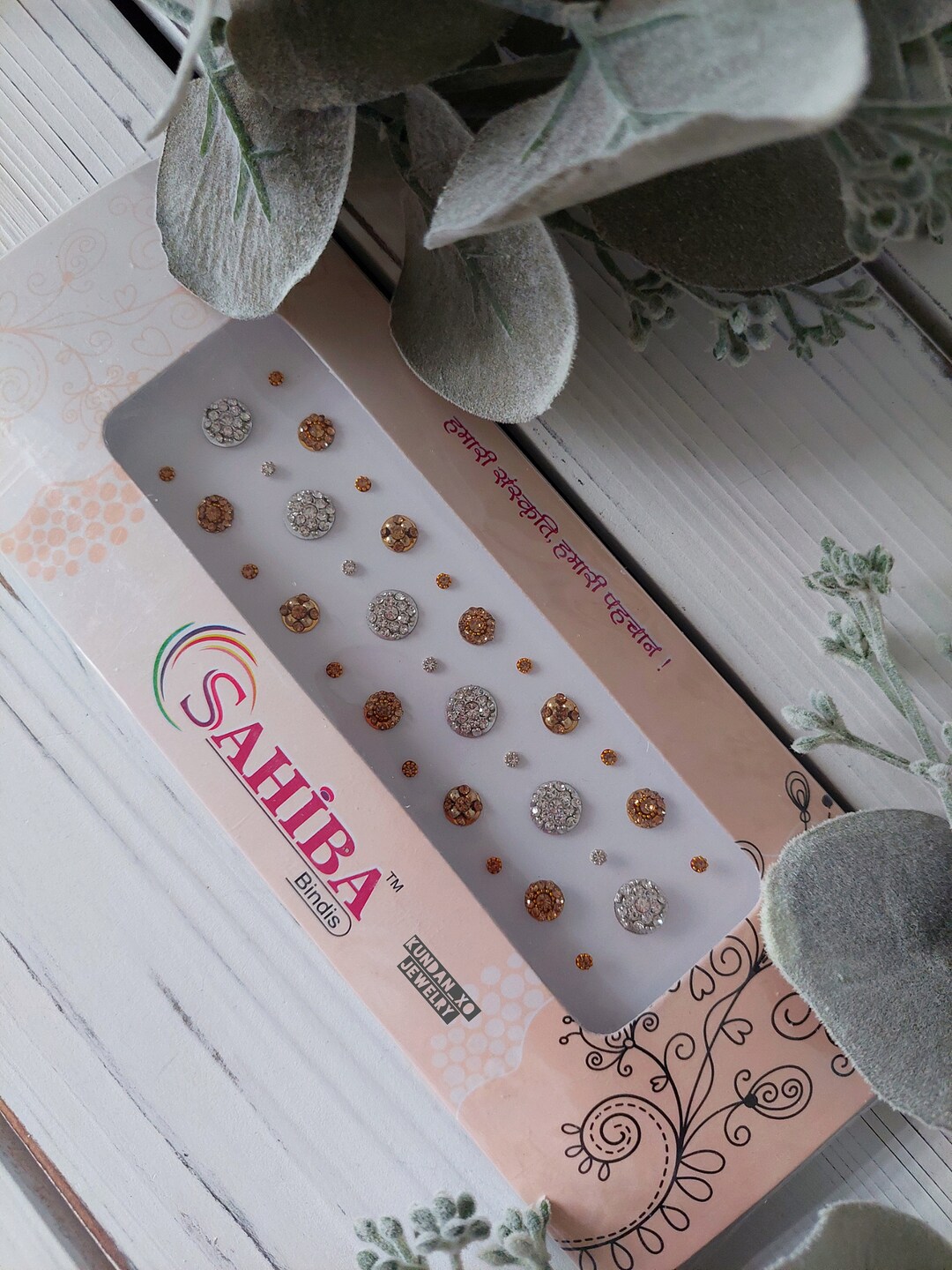 Gold and Silver Stick on Bindi, Long Jeweled Bindi, Bridal Bindi ...