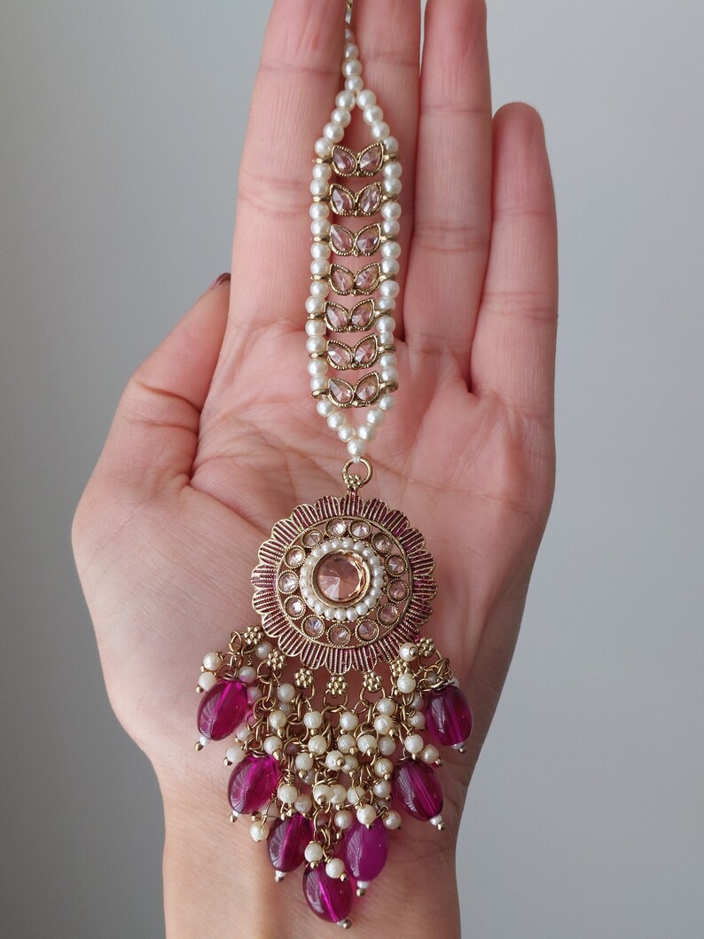 INDIAN Monalisa Stone Tikka Set in Mint Green Pink Purple, Custom ...