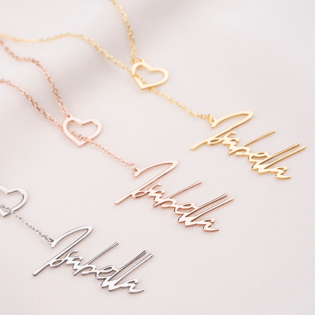 Heart Name Plate Necklace, Christmas Gifts for Girls, Personalized ...