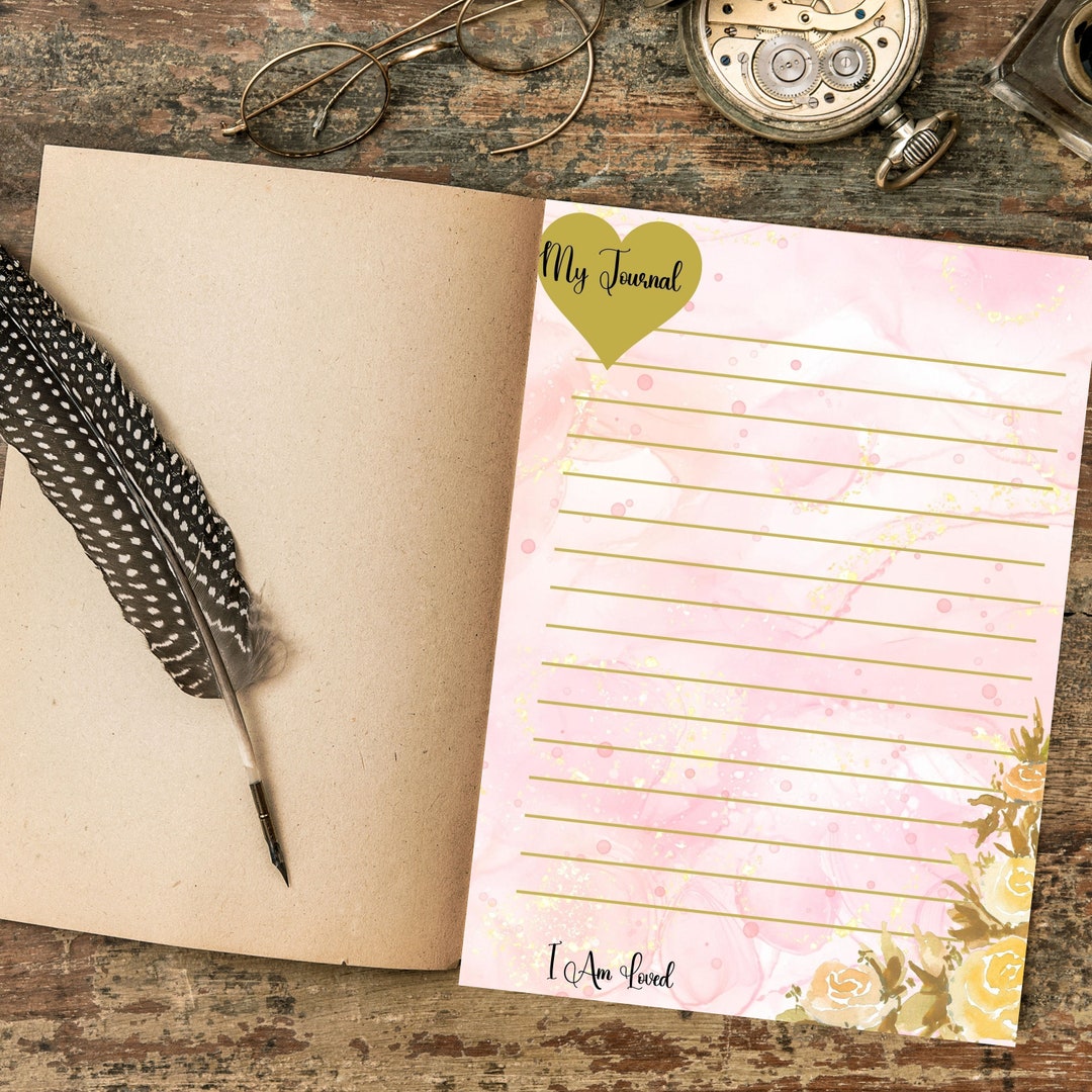 Flower Journal Pages, Flower Journal Paper, Heart Journal Pages ...