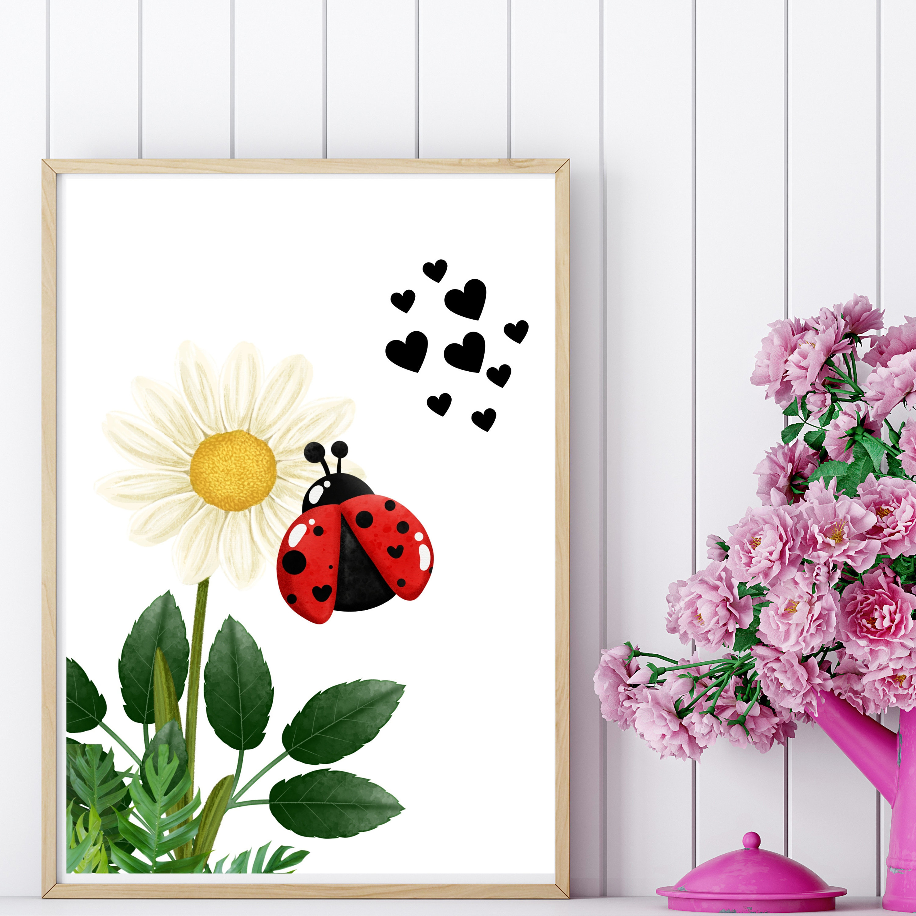 Ladybug Wall Art, Children's Wall Art, Kid's Wall Art, Nursery Room Art ...