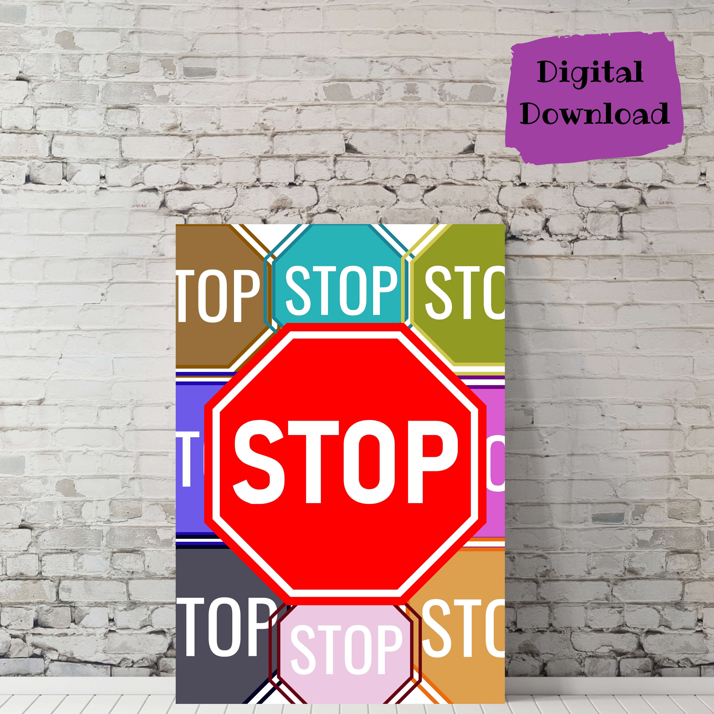 Stop Sign, Stop Sign Art, Wall Art Decor, Printable Wall Decor, Wall ...