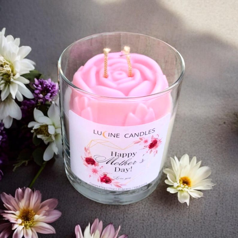 Floral Scented Mother’s Day Candle Gift Box | Rose Embed, Double Wick ...