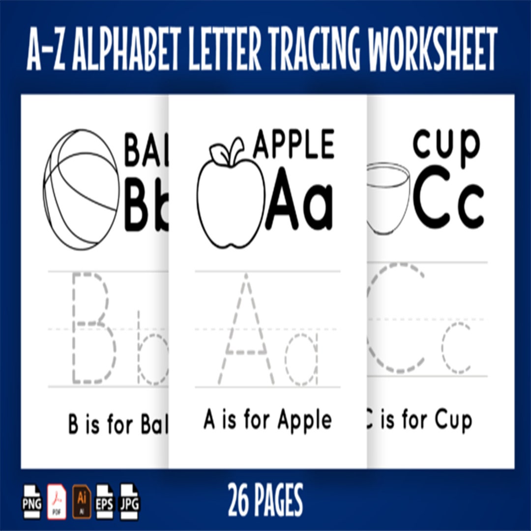 A-Z Alphabet Letter Tracing Worksheet Activity Workbook 26 Page ...