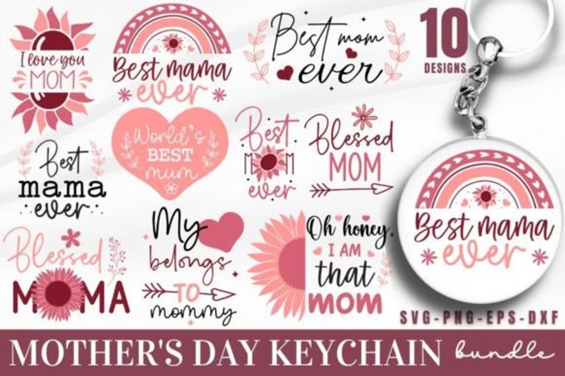 10 Mom Keychain Bundle | SVG - Etsy