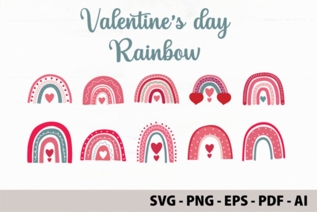 Boho Rainbow Valentine's Day Bundle SVG - Etsy