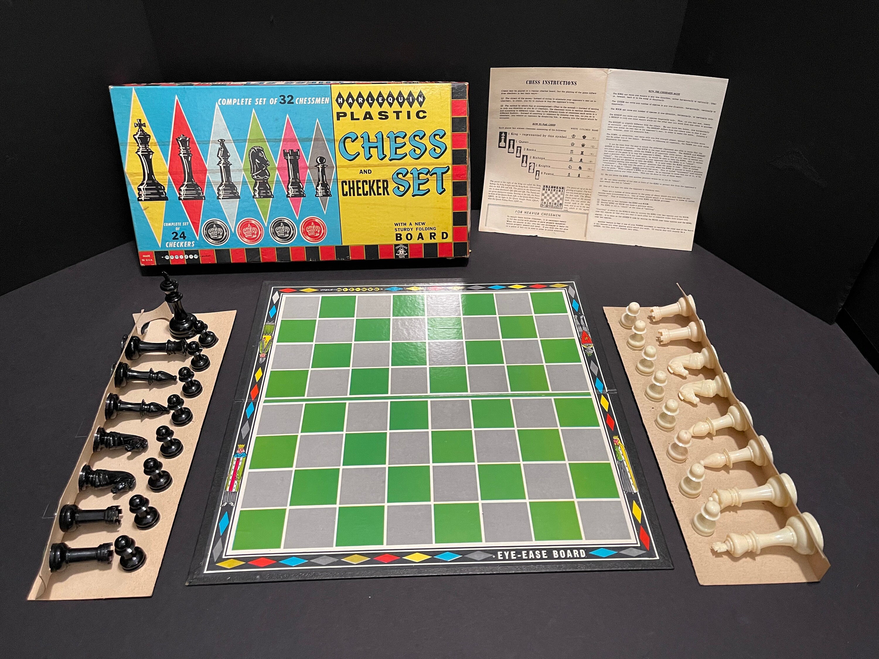 CHESS SET Harlequin Design - Bar-zim Games 50's 60's - Collectible ...